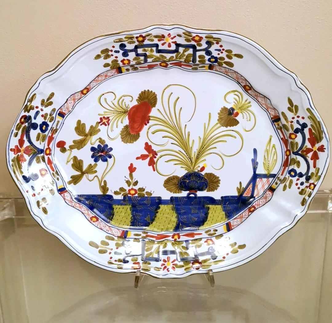 Faenza Italian Ceramic Table Tray Hand Painted Decoration "Garofano" at ...