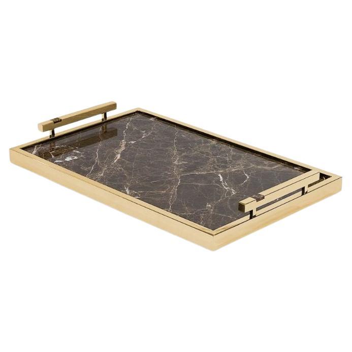 Fahari Medium - Tray Marble; Emperador Marble; Gold Plated Tray; Luxury ...