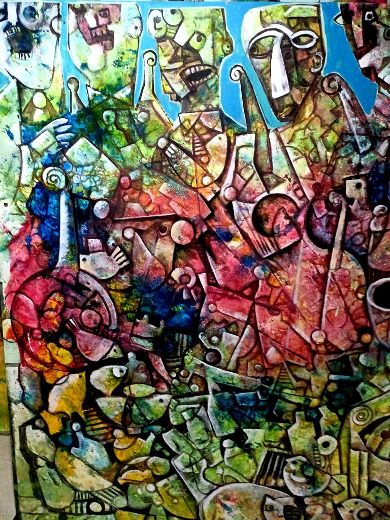 Fahri Aldin - 'Musicians' Original Painting on Canvas by Canadian ...