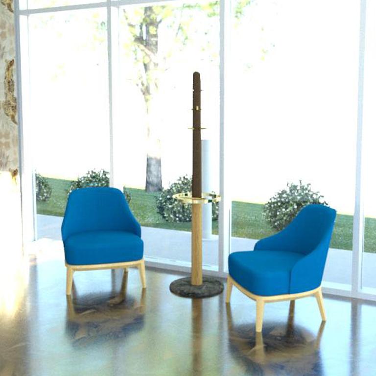 Fai Coat Stand M05 Contemporary Walnut Oak Brass and Marble Handcrafted ...