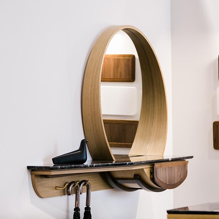 Entryway Mirror and Console M01 Contemporary Walnut Oak and Marble Made ...