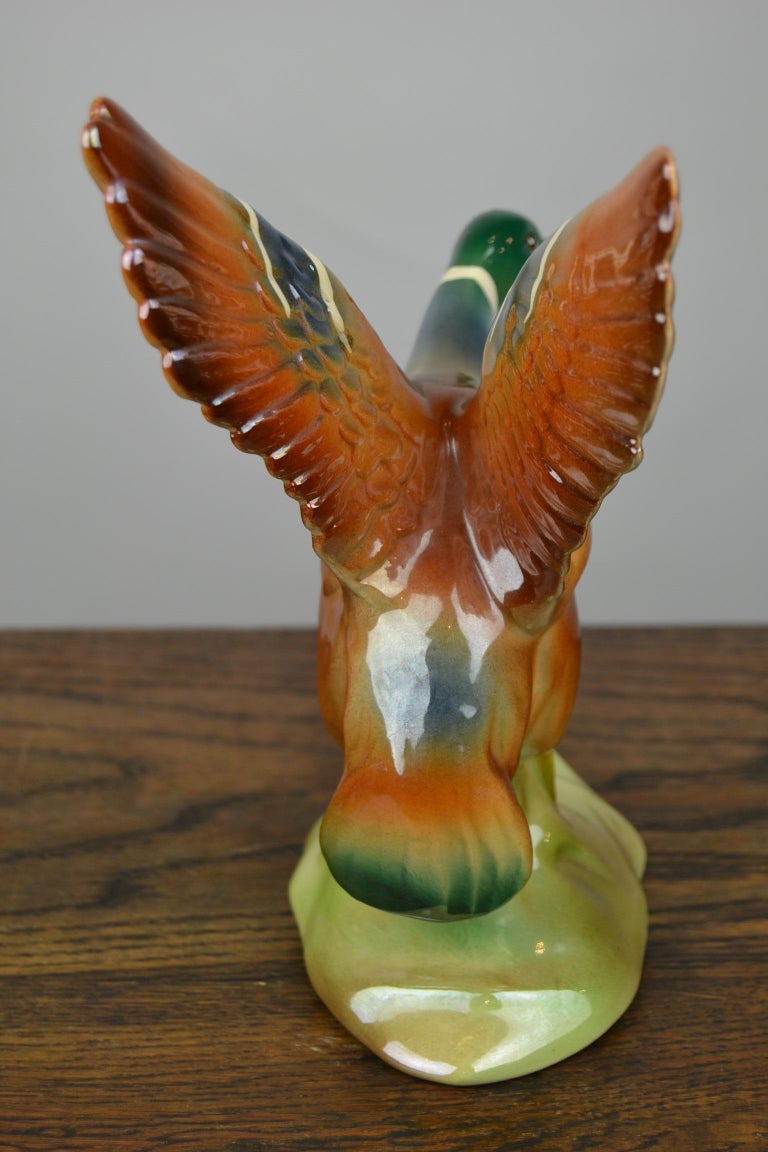 Faience Pottery Flying Duck by H. Bequet, Belgium at 1stDibs
