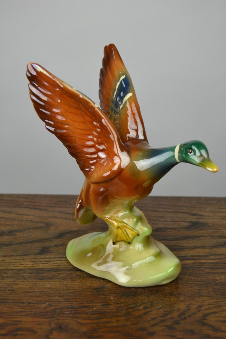 Faience Pottery Flying Duck by H. Bequet, Belgium at 1stDibs