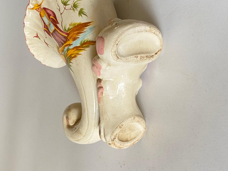 Faience Vase, White Red and Yellow Color, in the Style of Moustier ...