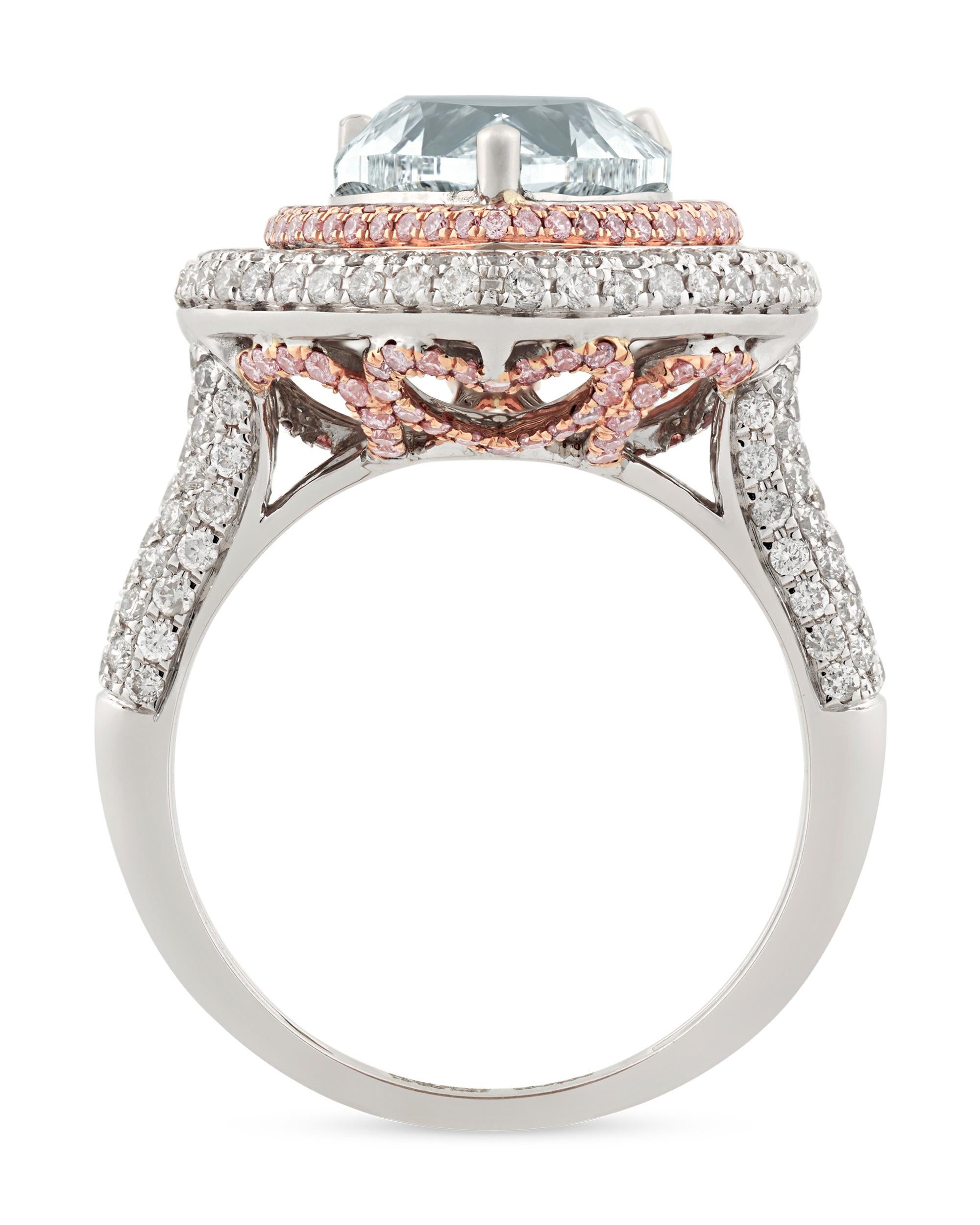 Faint Blue Diamond Heart Ring, 3.01 Carats at 1stDibs | heart shaped rings