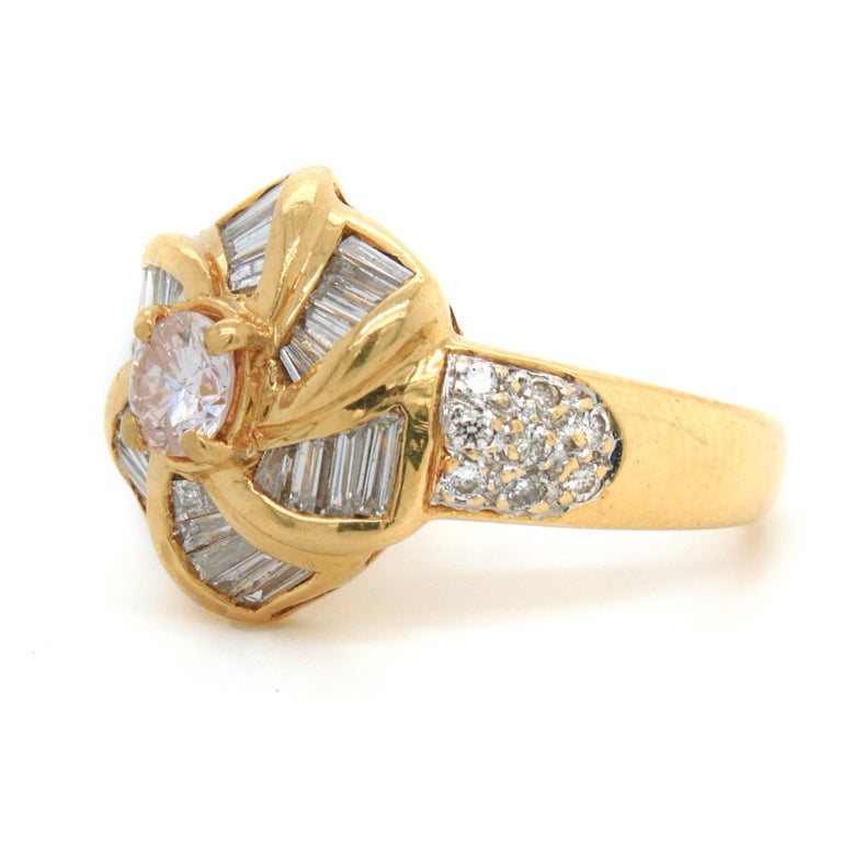 Faint Pink and White Diamond Windmill Ring, 20th Century For Sale at ...