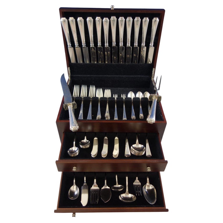 Fairfax by Gorham Sterling Silver Cutlery Set 12 Service 106 pcs Dinner ...