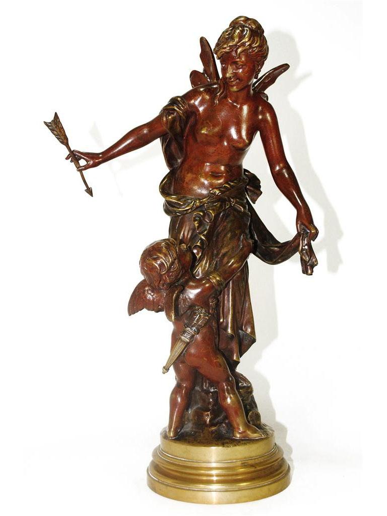 Fairy and Cupidon 19th Century Bronze Rotating Base by Jean Bulio For ...