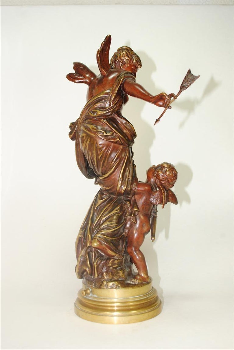 Fairy and Cupidon 19th Century Bronze Rotating Base by Jean Bulio For ...