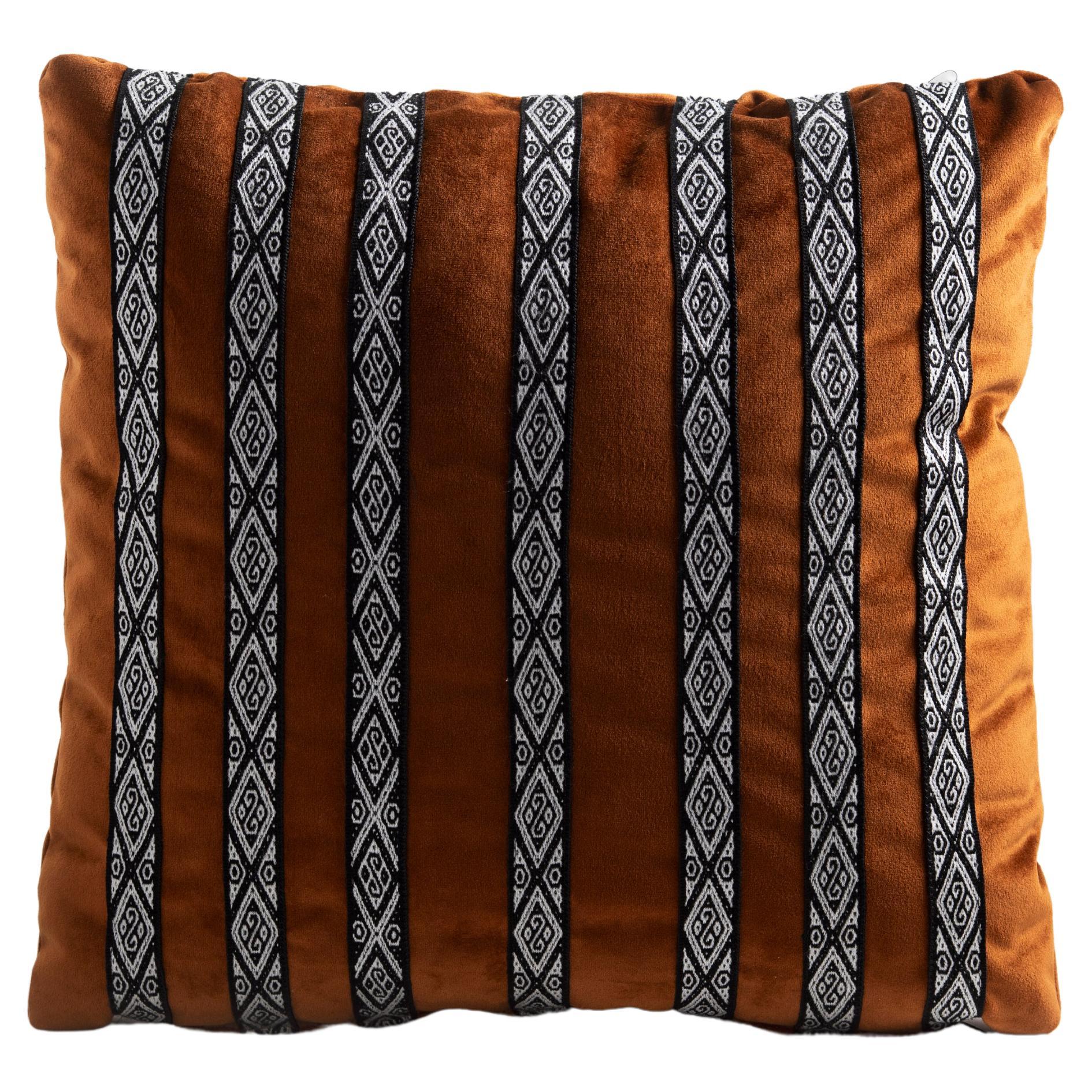 FAJAS Handwoven Artisanal Sash Pillow in Terracota Velvet by ANDEAN, In ...