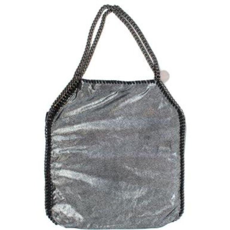 Falabella grey metallic bag For Sale at 1stDibs
