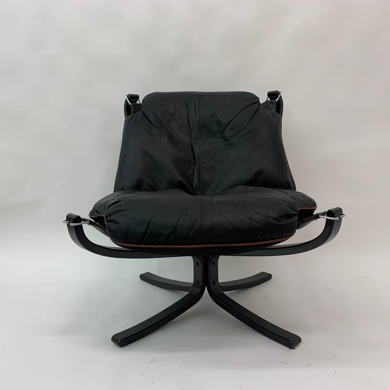 Falcon Leather Lounge Chair by Sigurd Ressel for Vatne Møbler, 1970s ...