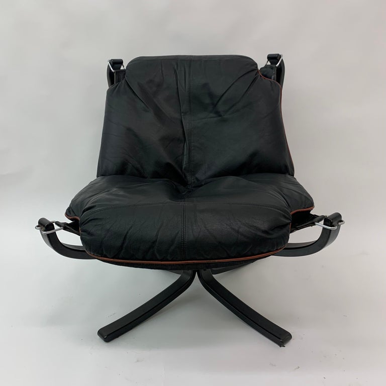 Falcon Leather Lounge Chair by Sigurd Ressel for Vatne Møbler, 1970s ...