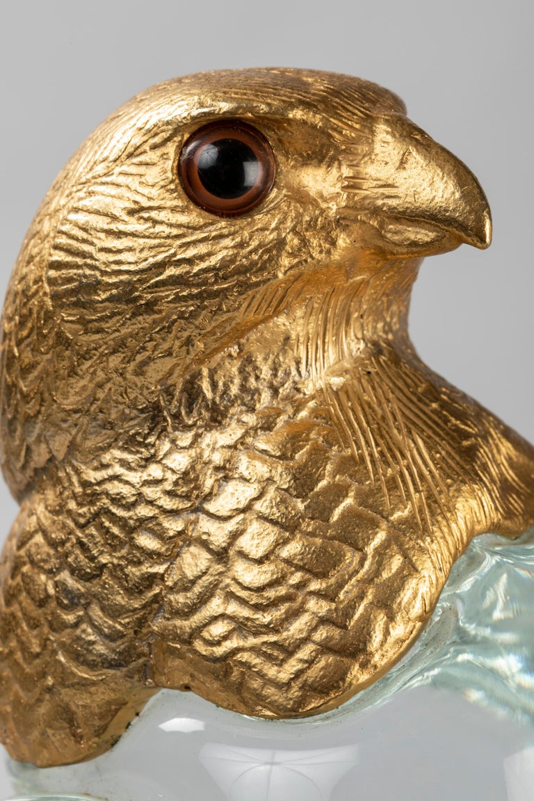 Falcon Sculptures in Murano Glass and Gilt Bronze, 1970s at 1stDibs