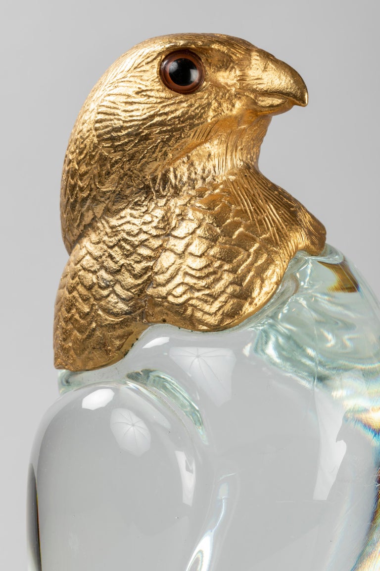 Falcon Sculptures in Murano Glass and Gilt Bronze, 1970s at 1stDibs