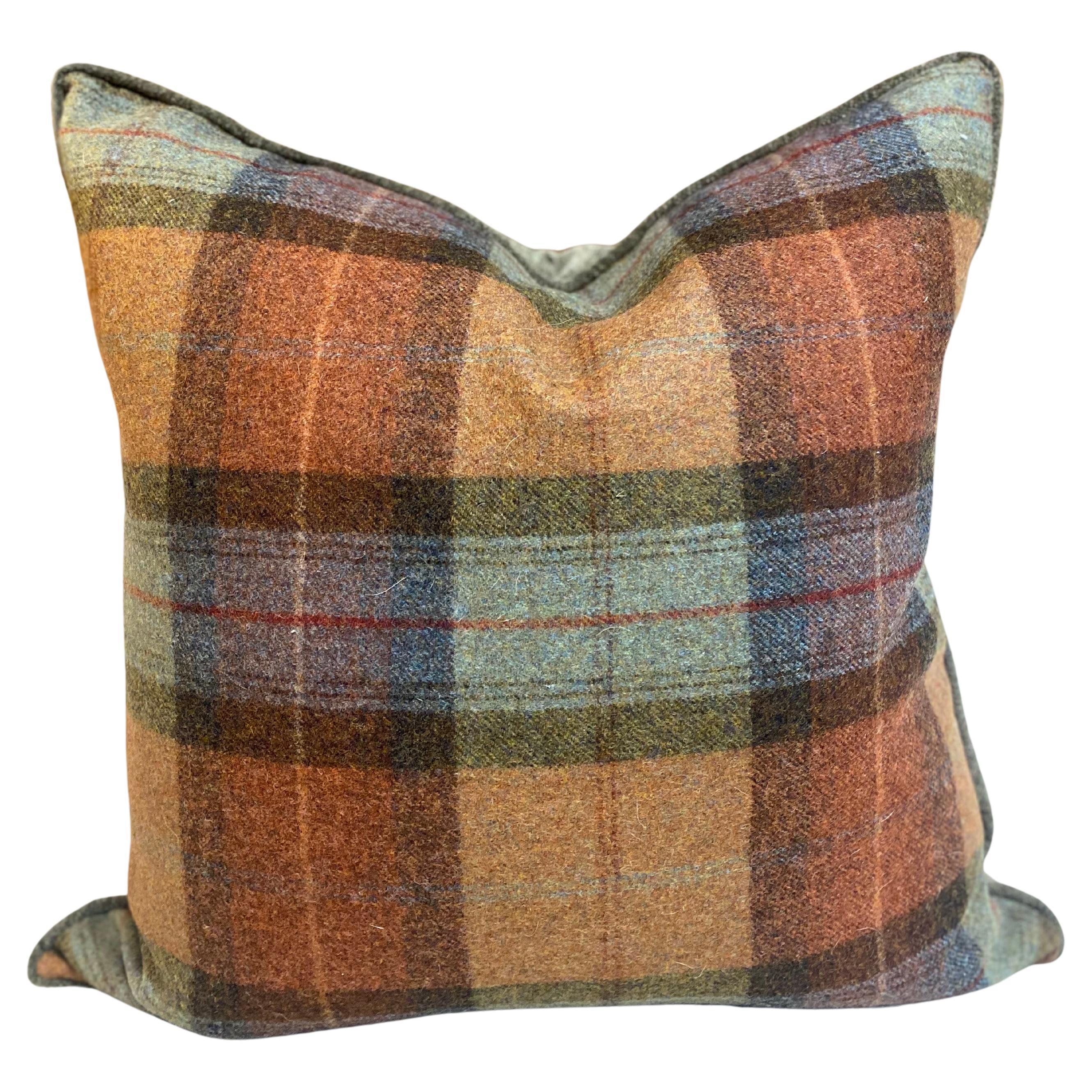 Fall Cashmere Plaid with Army Green Velvet Back and Piping For Sale at ...