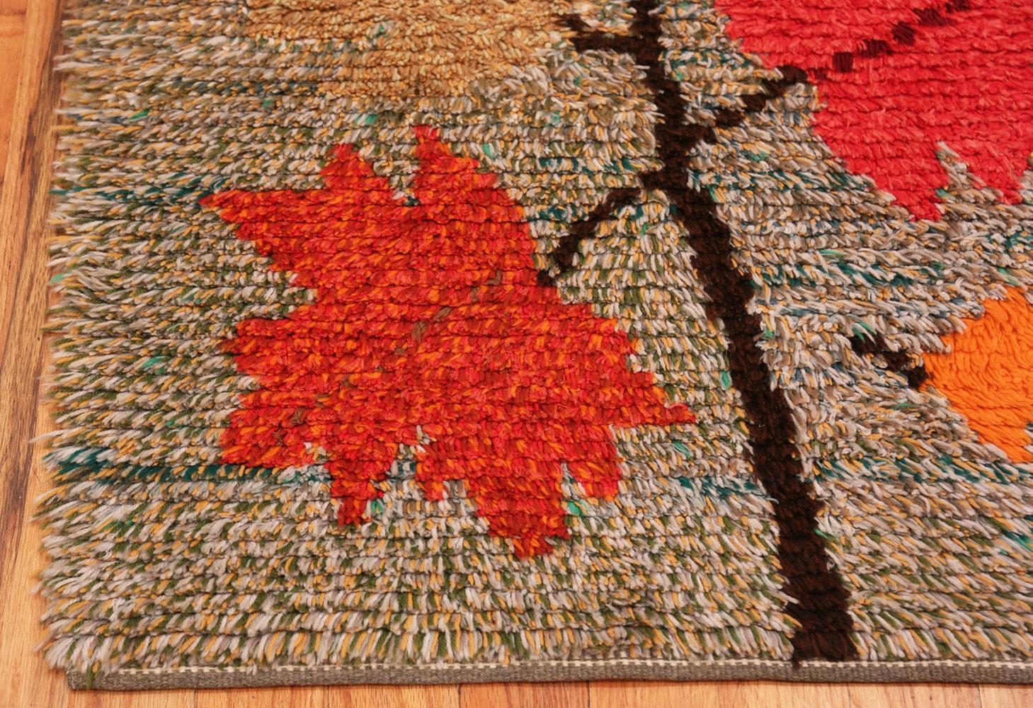 Fall Foliage Themed Vintage Scandinavian Swedish Shag Pile Rya Rug 3' x ...
