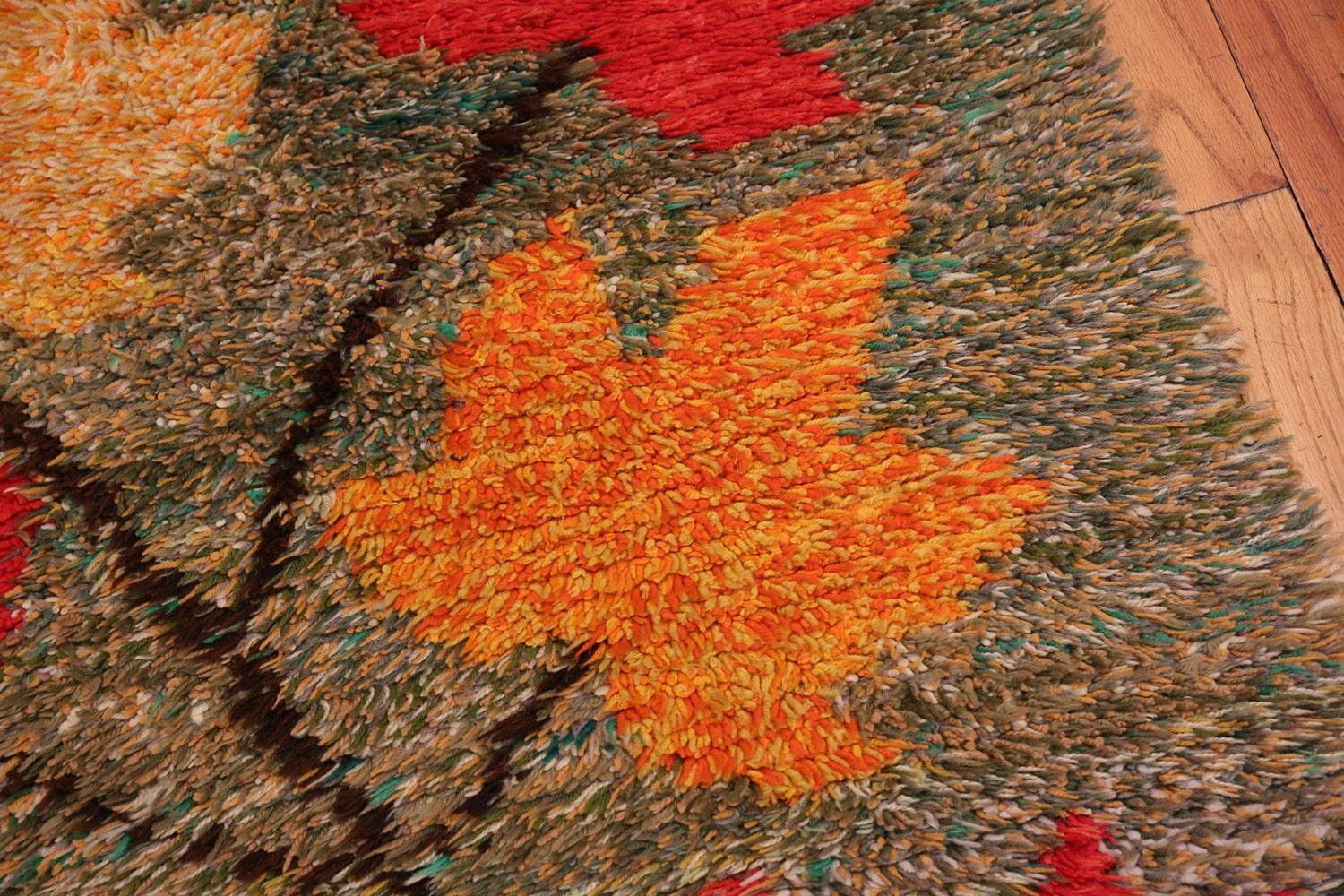 Fall Foliage Themed Vintage Scandinavian Swedish Shag Pile Rya Rug 3' x ...