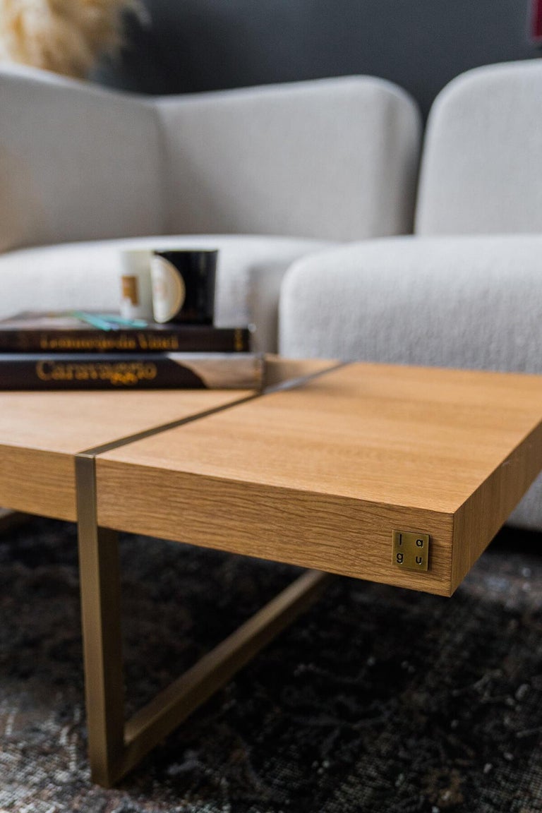 Famed Brass and Wood Coffee Table For Sale at 1stDibs