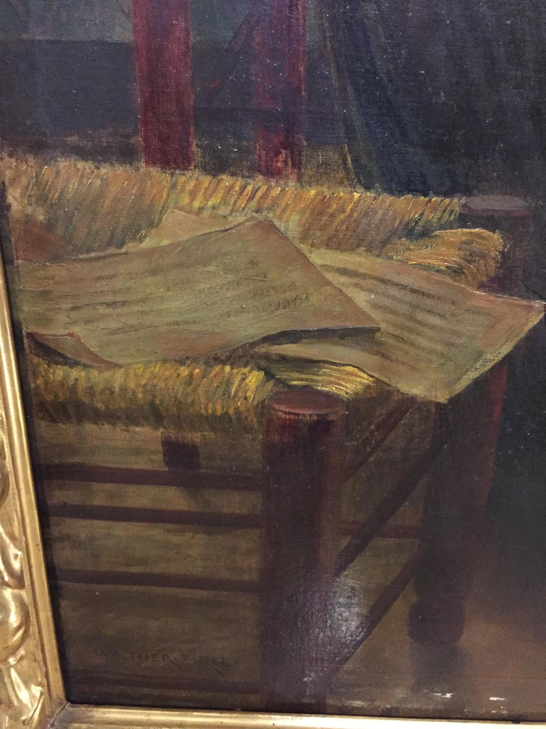 Famous Painter Walther Firle Oil on Canvas with Leaf Gold Frame For ...