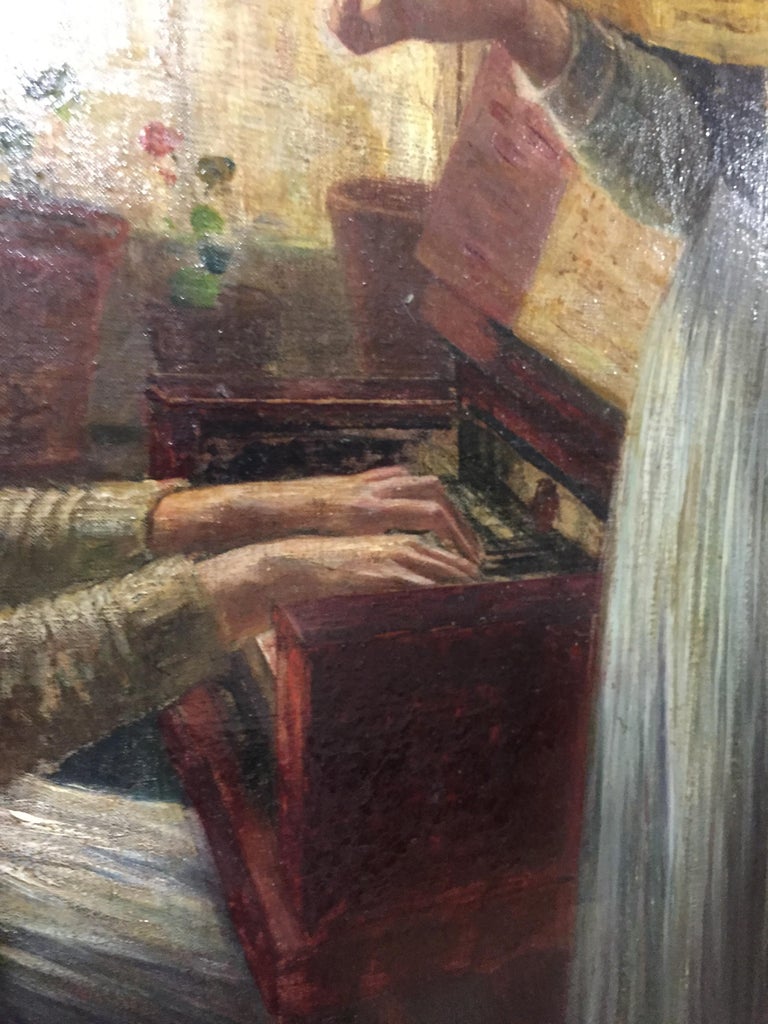 Famous Painter Walther Firle Oil on Canvas with Leaf Gold Frame For ...