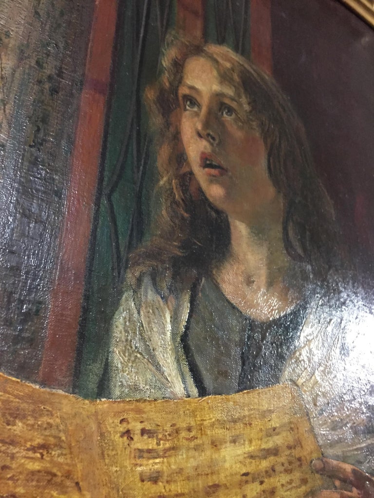 Famous Painter Walther Firle Oil on Canvas with Leaf Gold Frame For ...