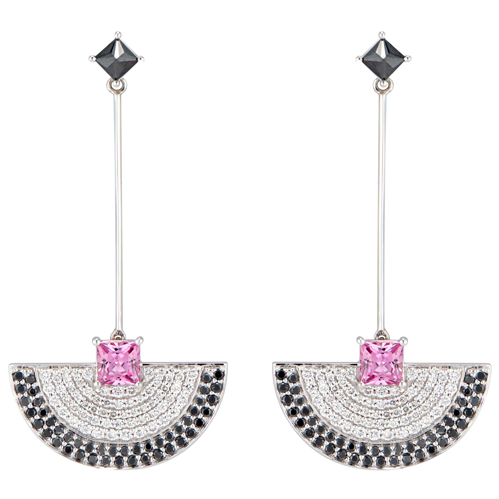 Rounded Fan Diamond Earrings For Sale at 1stDibs