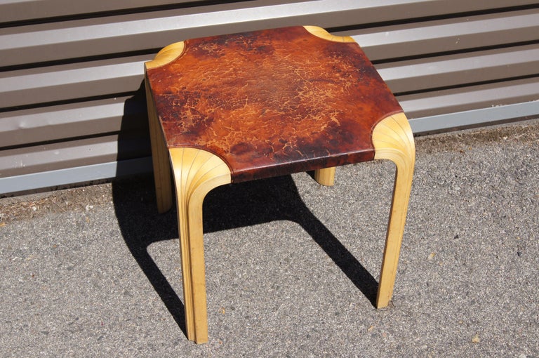 Fan Leg Side Table, Model X601, in Birch and Leather by Alvar Aalto for ...