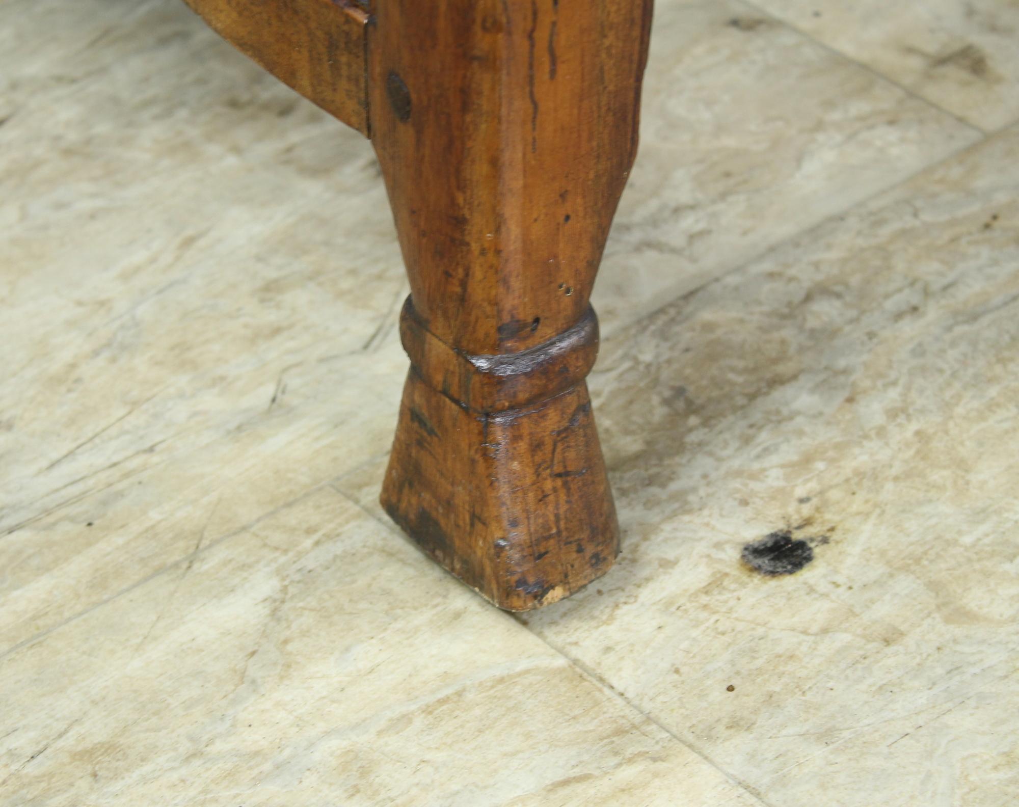 Fancifully Carved Walnut Bench with Hoof Feet For Sale at 1stDibs