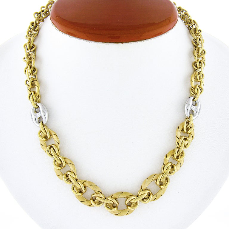 Fancy 14K Gold 17" Alternating Polished Matte Oval and Mariner Link ...