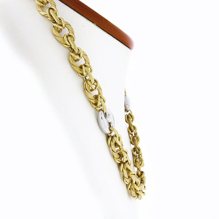 Fancy 14K Gold 17" Alternating Polished Matte Oval and Mariner Link ...