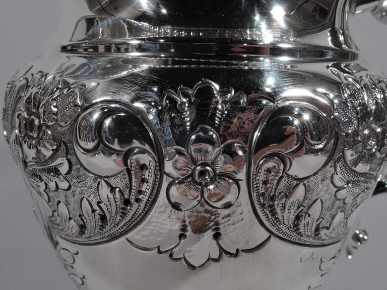 Fancy and Flowery Old-Fashioned Sterling Silver Water Pitcher For Sale ...