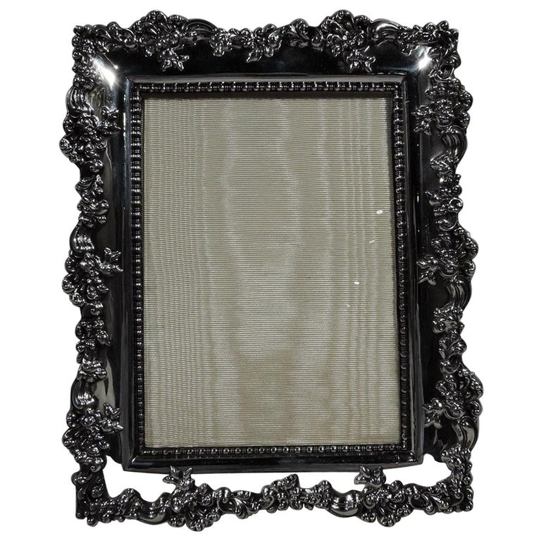 Fancy Antique American Sterling Silver Picture Frame For Sale at 1stDibs