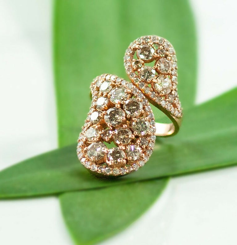 Fancy Brown 3.72 Total Carat Brown Diamond Rose Gold Paisley Snake Wrap ...