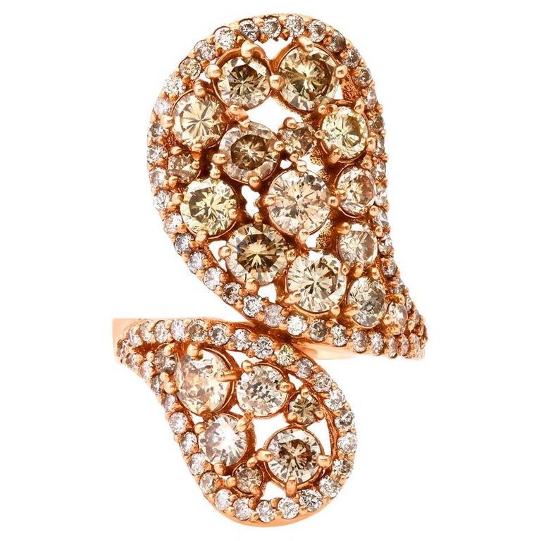 Fancy Brown 3.72 Total Carat Brown Diamond Rose Gold Paisley Snake Wrap ...