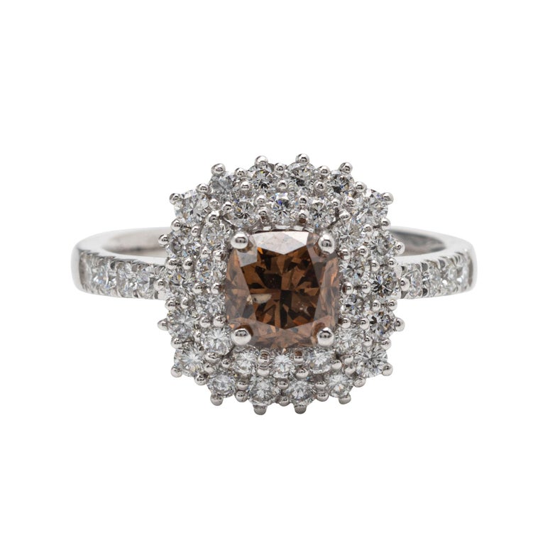 Fancy Brown Diamond and Platinum Ring For Sale at 1stDibs
