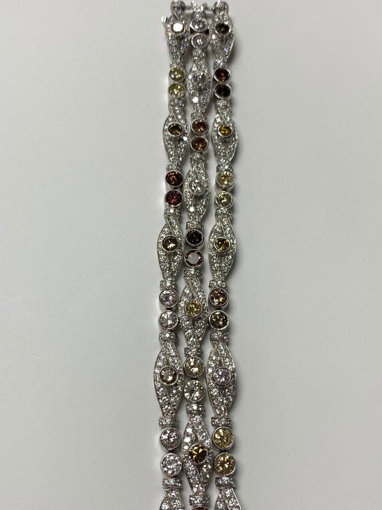 Fancy Color Diamond and White Diamond Bracelet in Platinum For Sale at ...