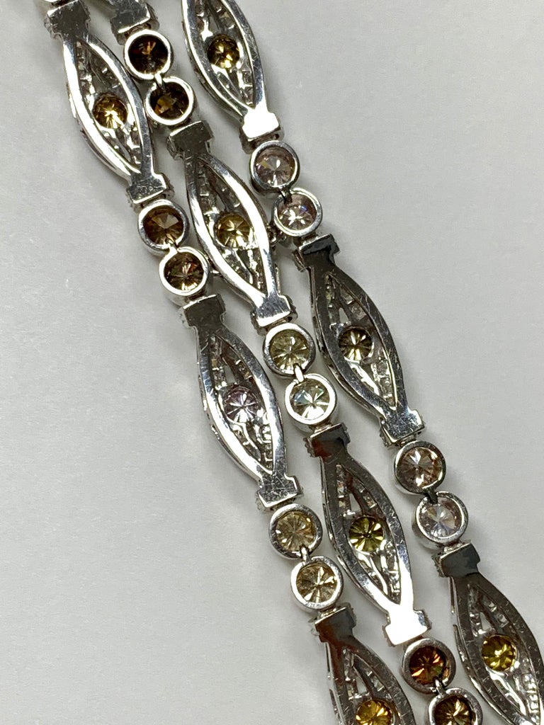 Fancy Color Diamond and White Diamond Bracelet in Platinum For Sale at ...