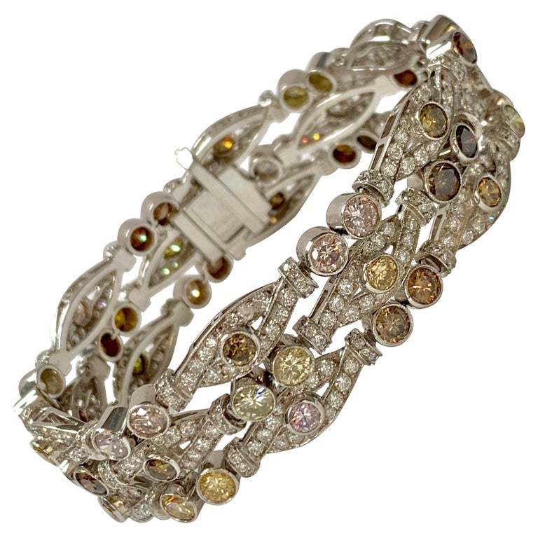 Fancy Color Diamond and White Diamond Bracelet in Platinum For Sale at ...