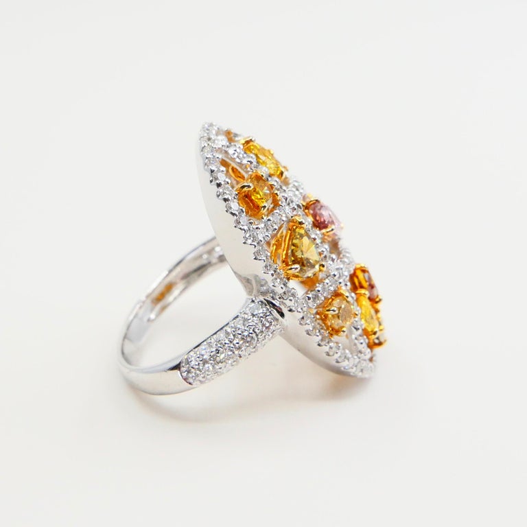 Fancy Color, Fancy Shaped Multicolored Diamond Cocktail Ring, Statement ...