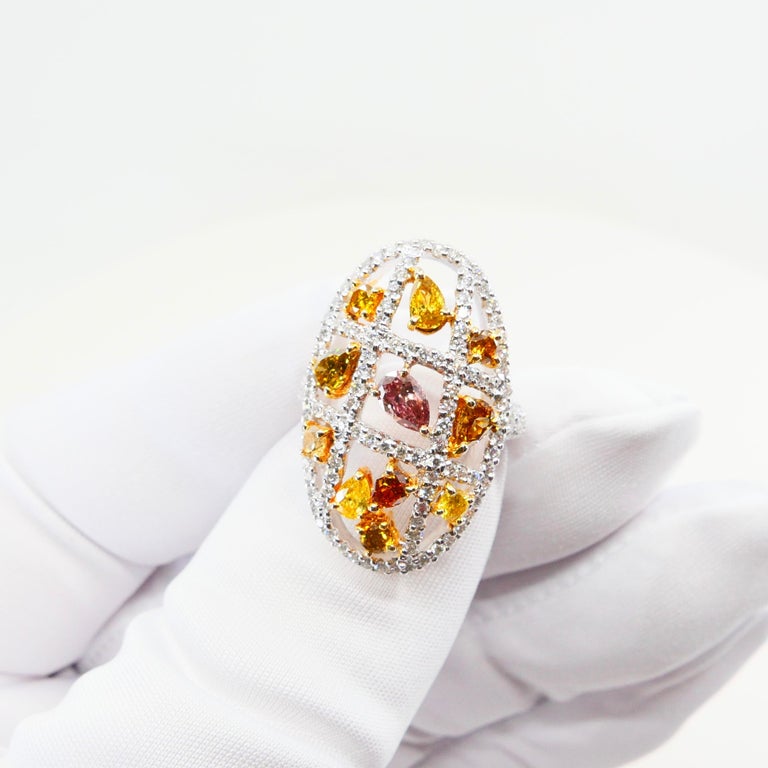 Fancy Color, Fancy Shaped Multicolored Diamond Cocktail Ring, Statement ...