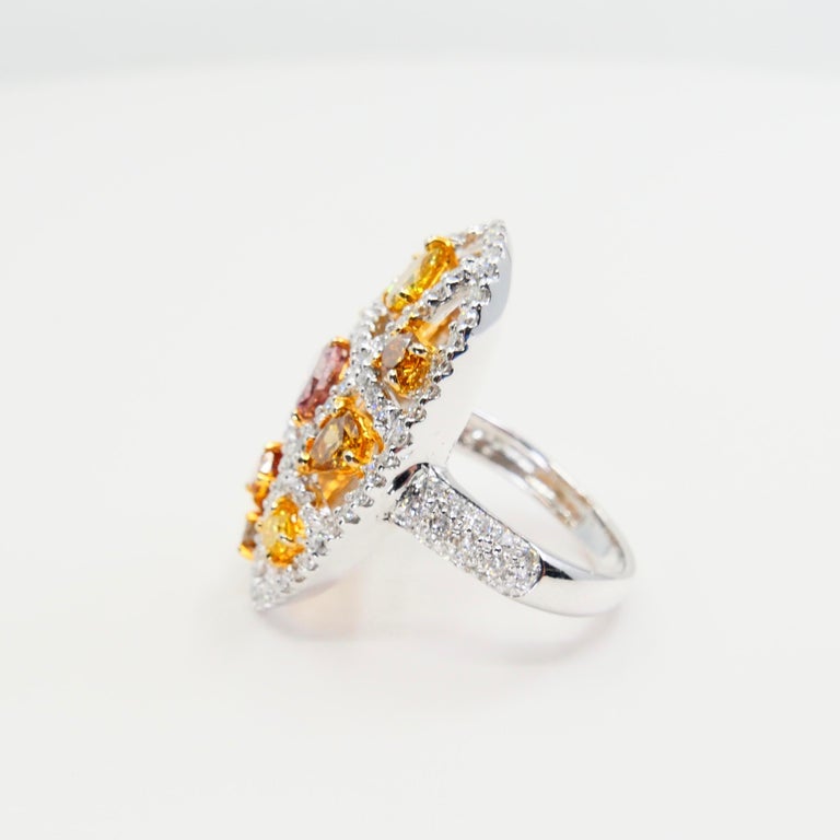 Fancy Color, Fancy Shaped Multicolored Diamond Cocktail Ring, Statement ...