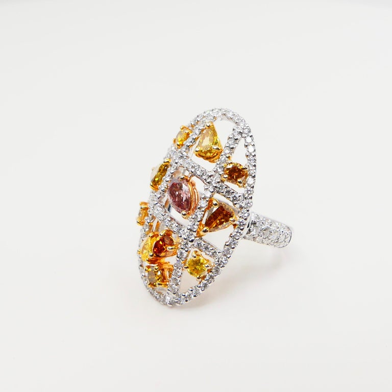 Fancy Color, Fancy Shaped Multicolored Diamond Cocktail Ring, Statement ...
