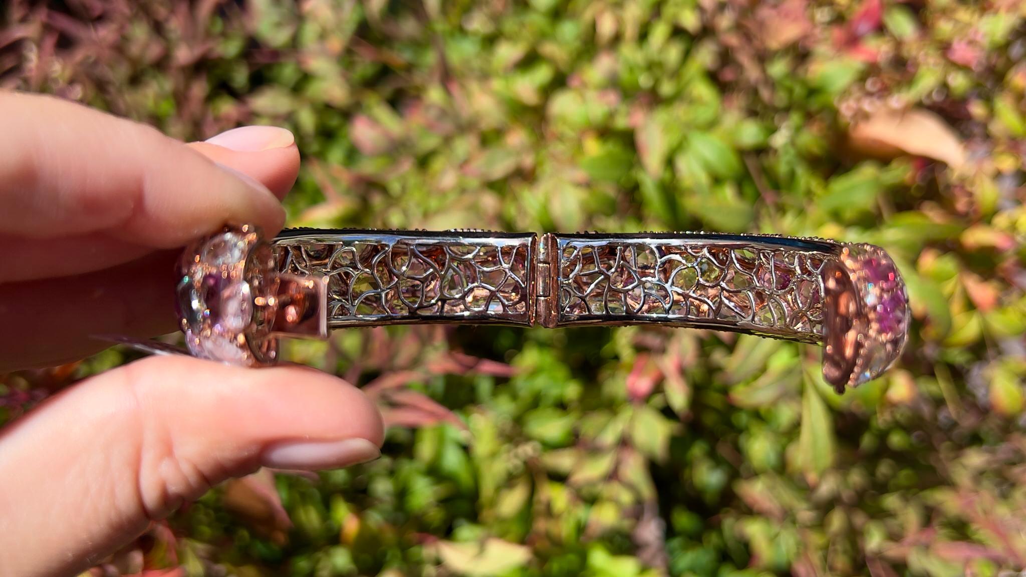 Fancy Color Sapphire Bracelet With Diamonds 98 Carats Total 18K Gold ...