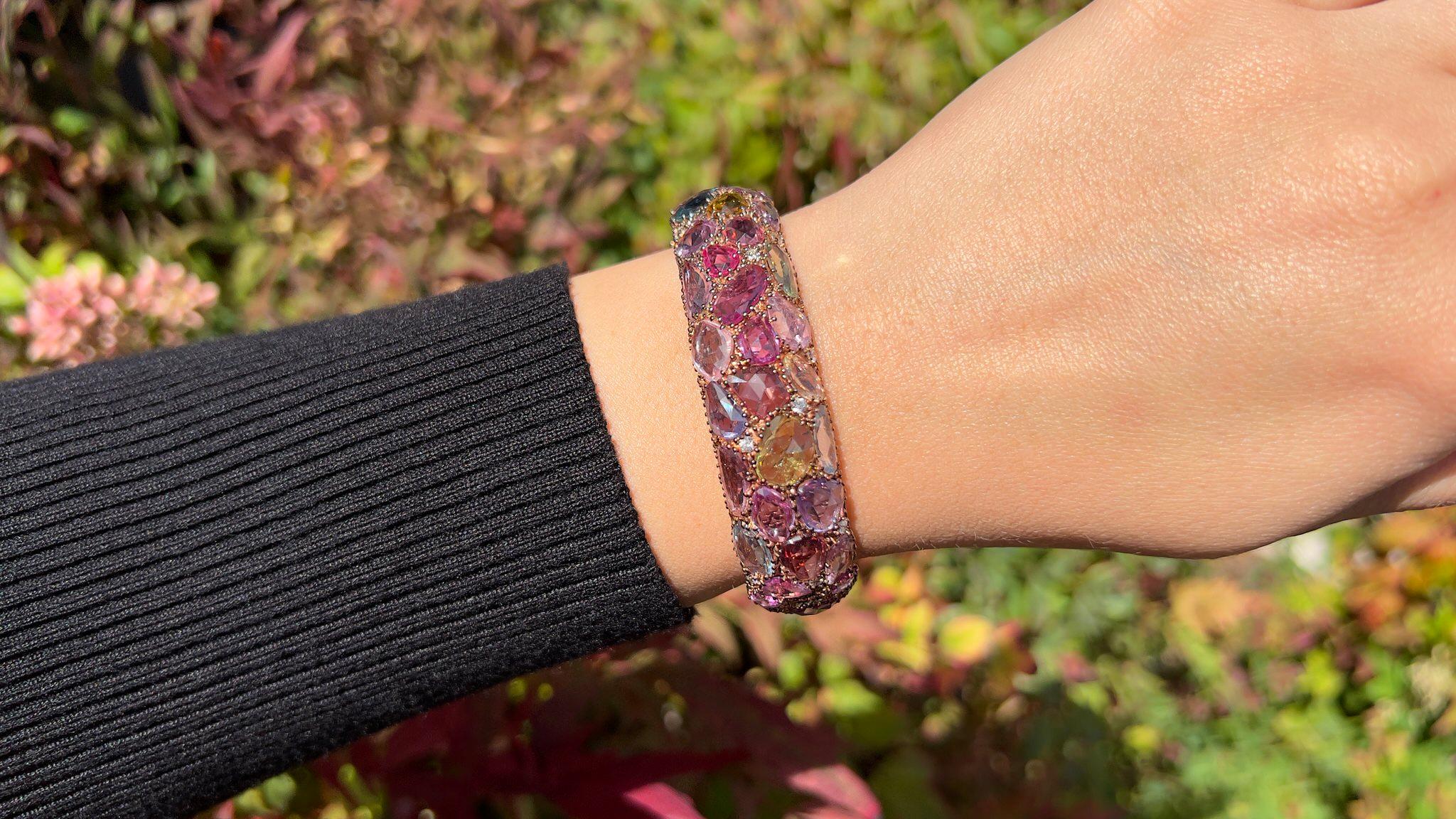 Fancy Color Sapphire Bracelet With Diamonds 98 Carats Total 18K Gold ...