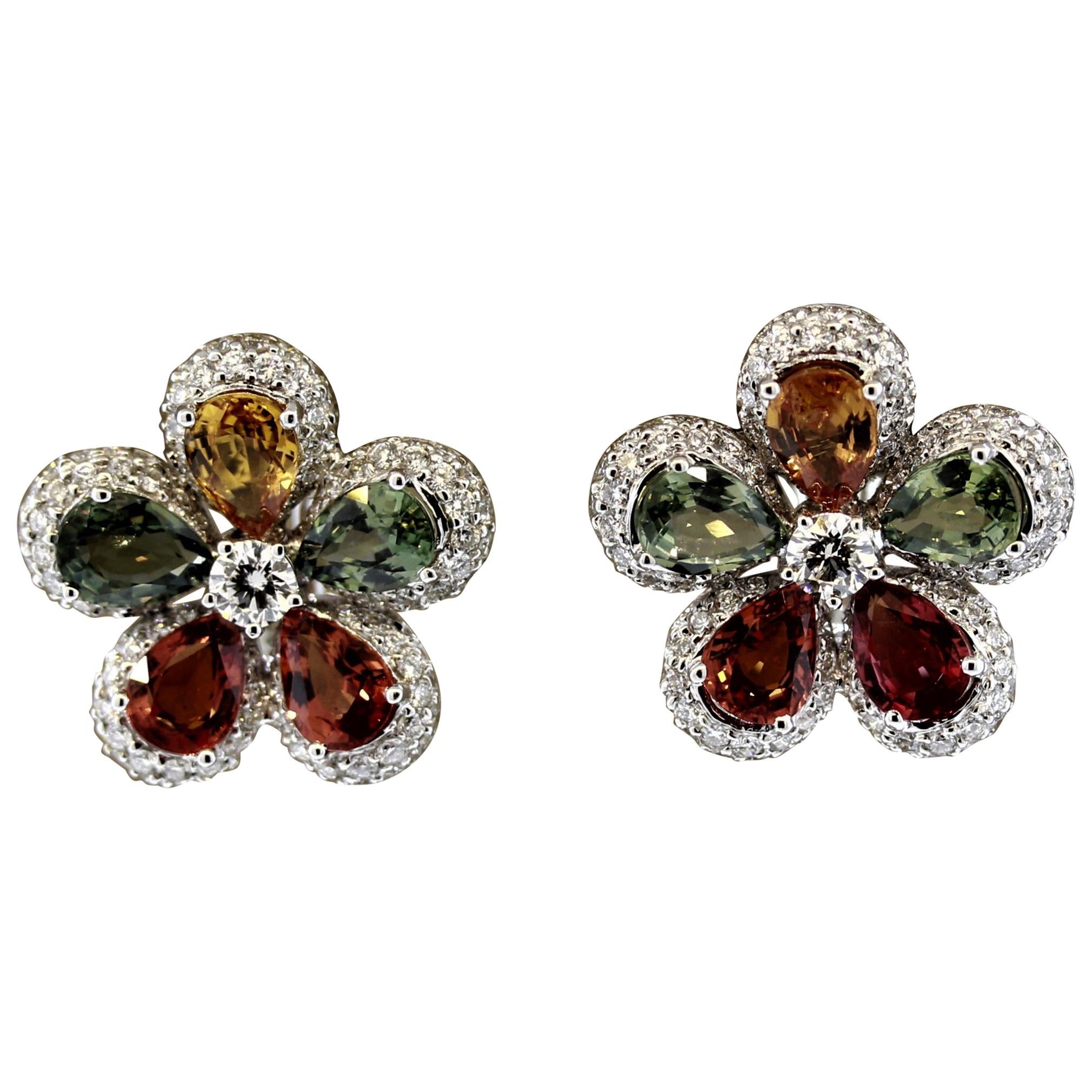 2.28 Carat Fancy Color Diamond Gold Stud Earrings at 1stDibs