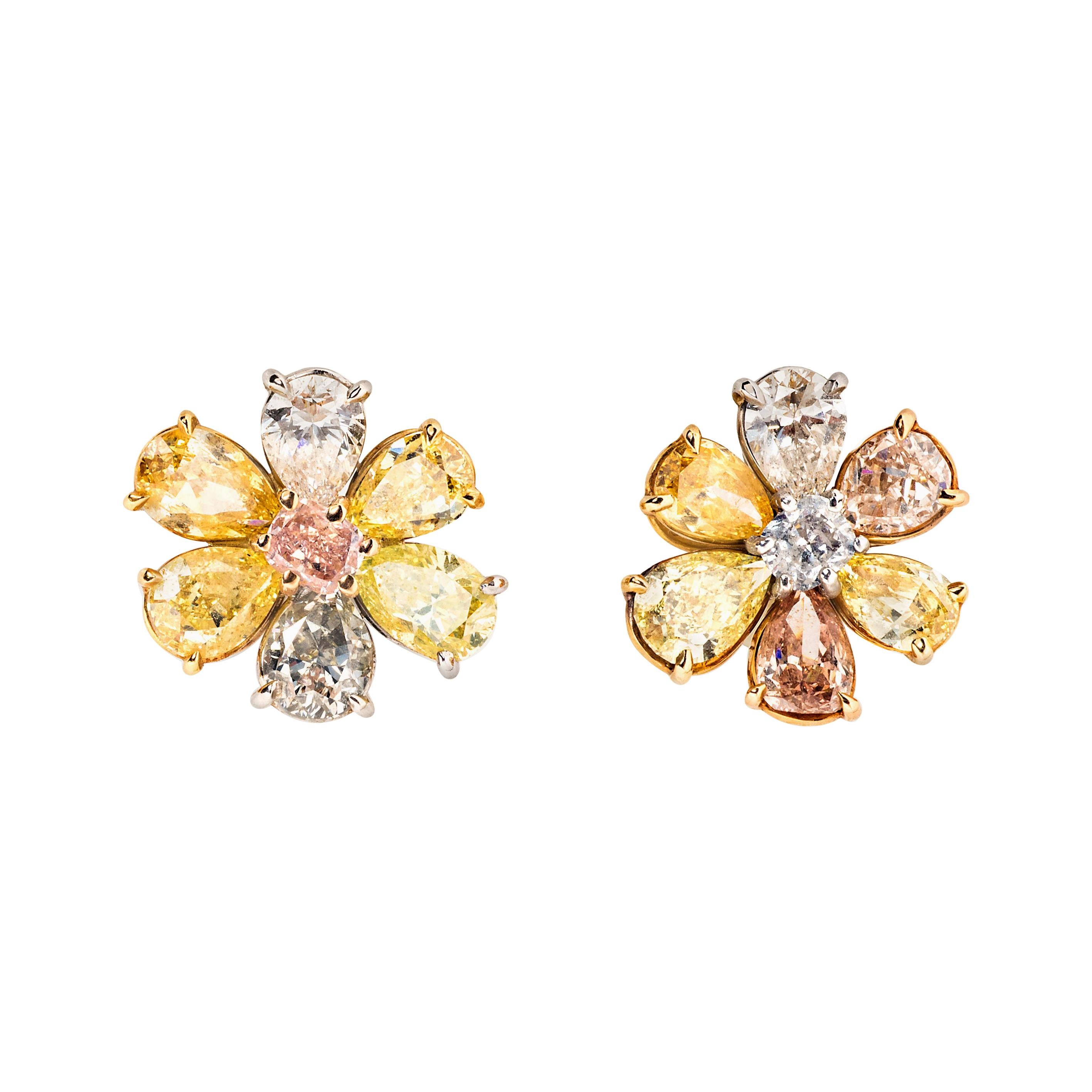 Fancy Colored Diamond Earrings For Sale at 1stDibs