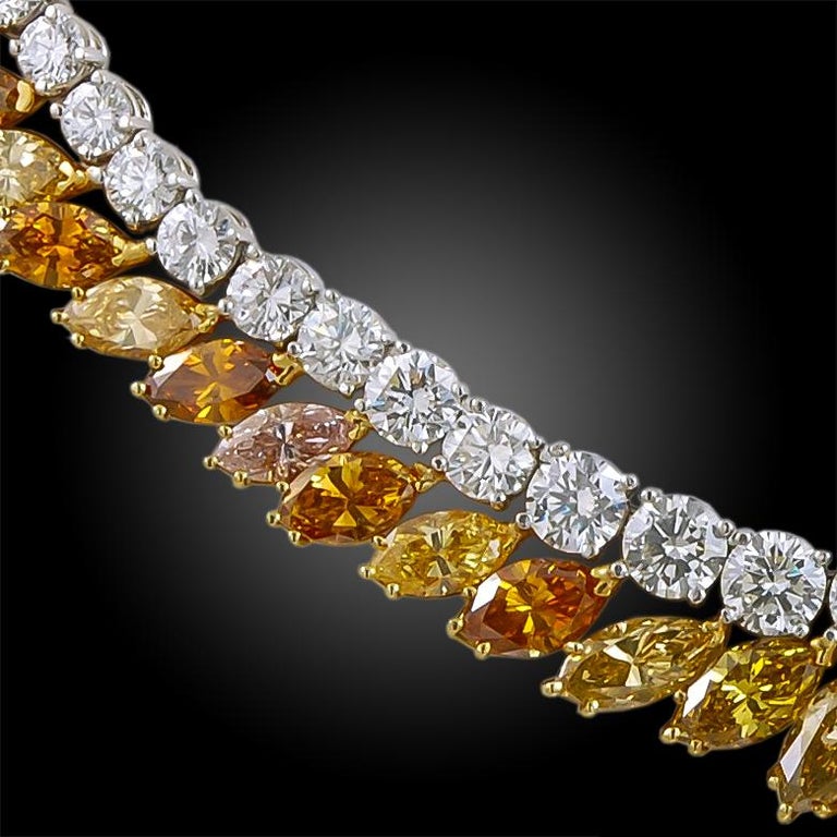 Fancy Colored Diamond Platinum Necklace For Sale at 1stDibs | colored ...