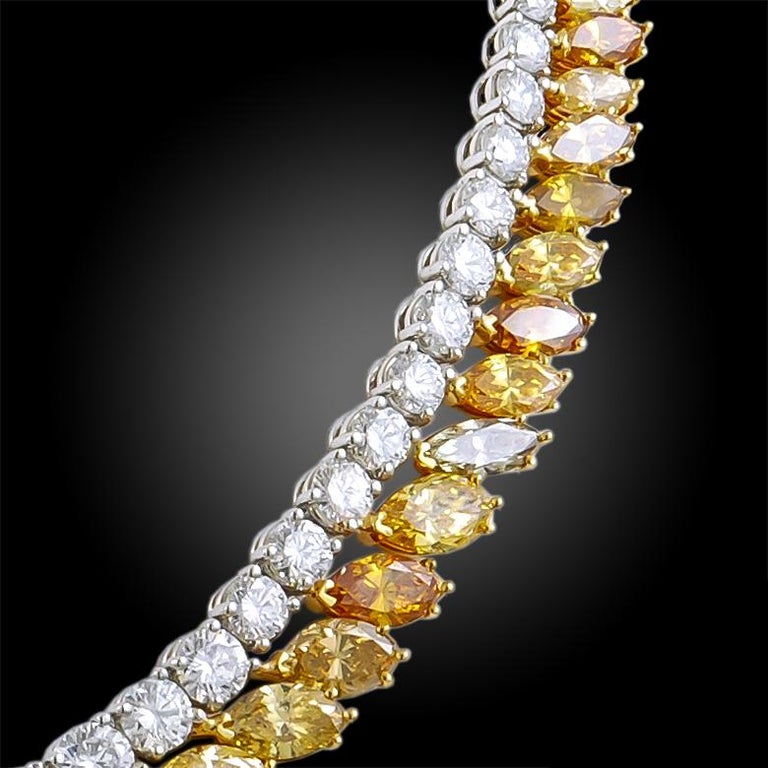 Fancy Colored Diamond Platinum Necklace For Sale at 1stDibs | colored ...