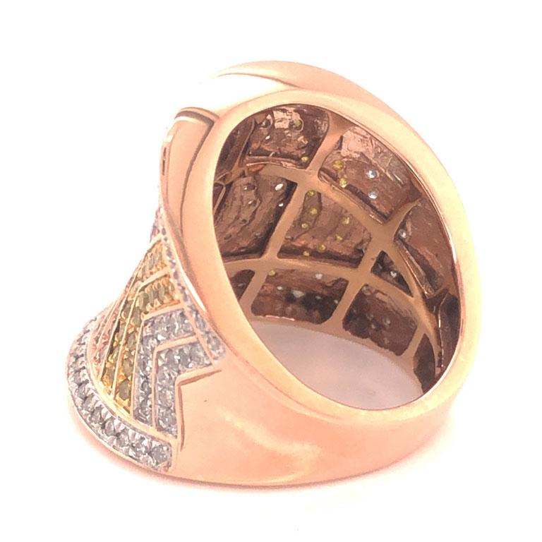 Fancy Colored Diamond Saddle Ring, 10k Rose Gold For Sale at 1stDibs